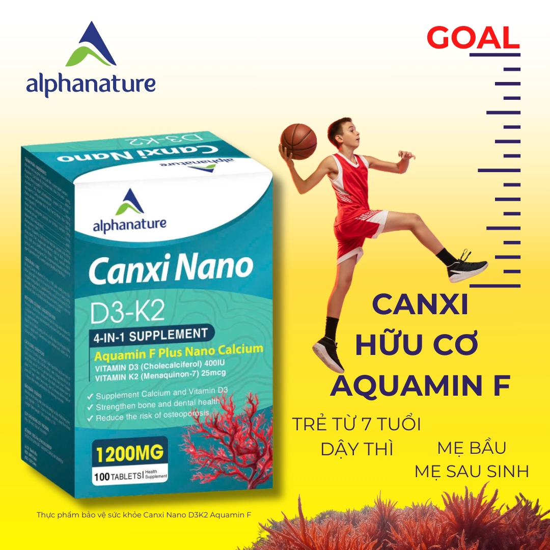 Canxi Kép Hữu Cơ Tăng Chiều Cao – Công Thức Chuyên Biệt Cho Trẻ Dậy Thì, Thanh Thiếu Niên Tăng 5–7cm