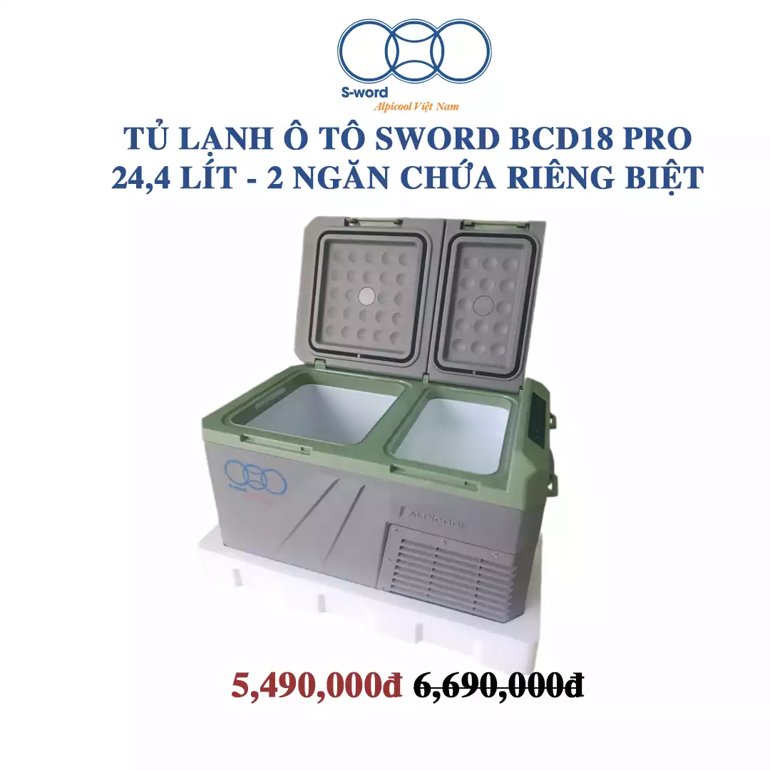 Tủ lạnh ô tô thông minh Alpicool BCD18 PRO 24.2 lít (có 2 ngăn với 2 cánh mở riêng biệt) | OFFB SHOP