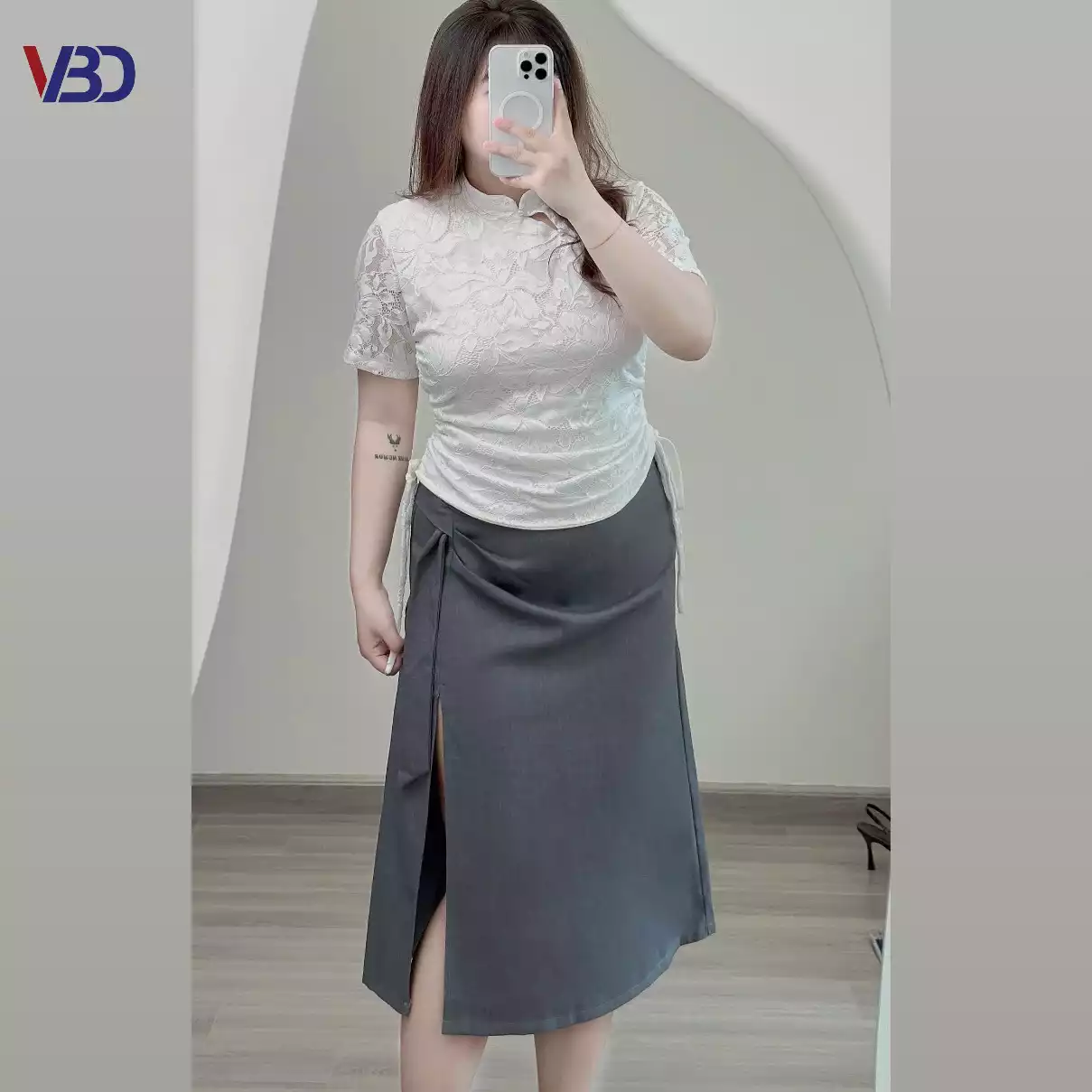 Chân váy xếp ly phối 1 bên kiểu bigsize CV034 dành cho nàng béo mập từ 55-95kg | Shop Big Size ...