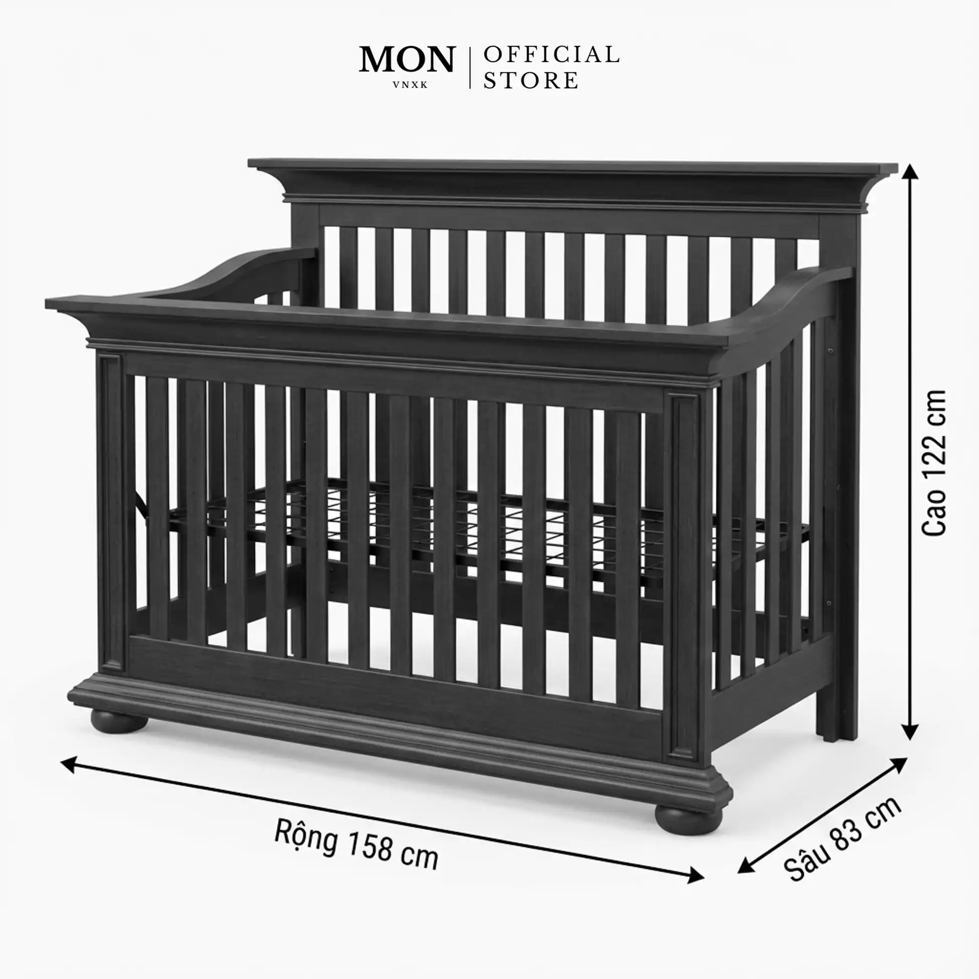 CŨI GỖ OXFORD HARLOW 4 IN 1 CONVERTIBLE CRIB NAVY MIDNIGHT SLATE | Mon ...