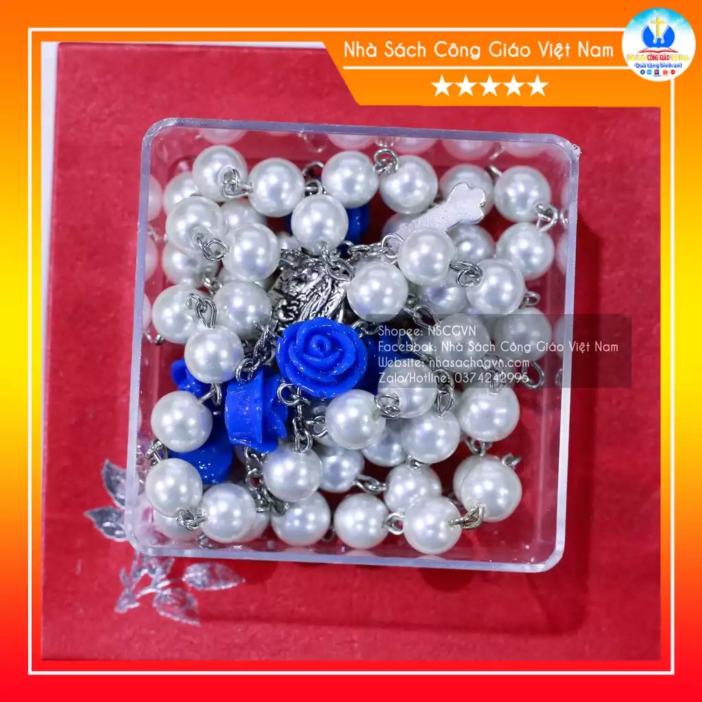 Chuỗi mân côi 50 hoa hồng xanh N50-2 Tràng hạt mân côi - Quà tặng Công ...