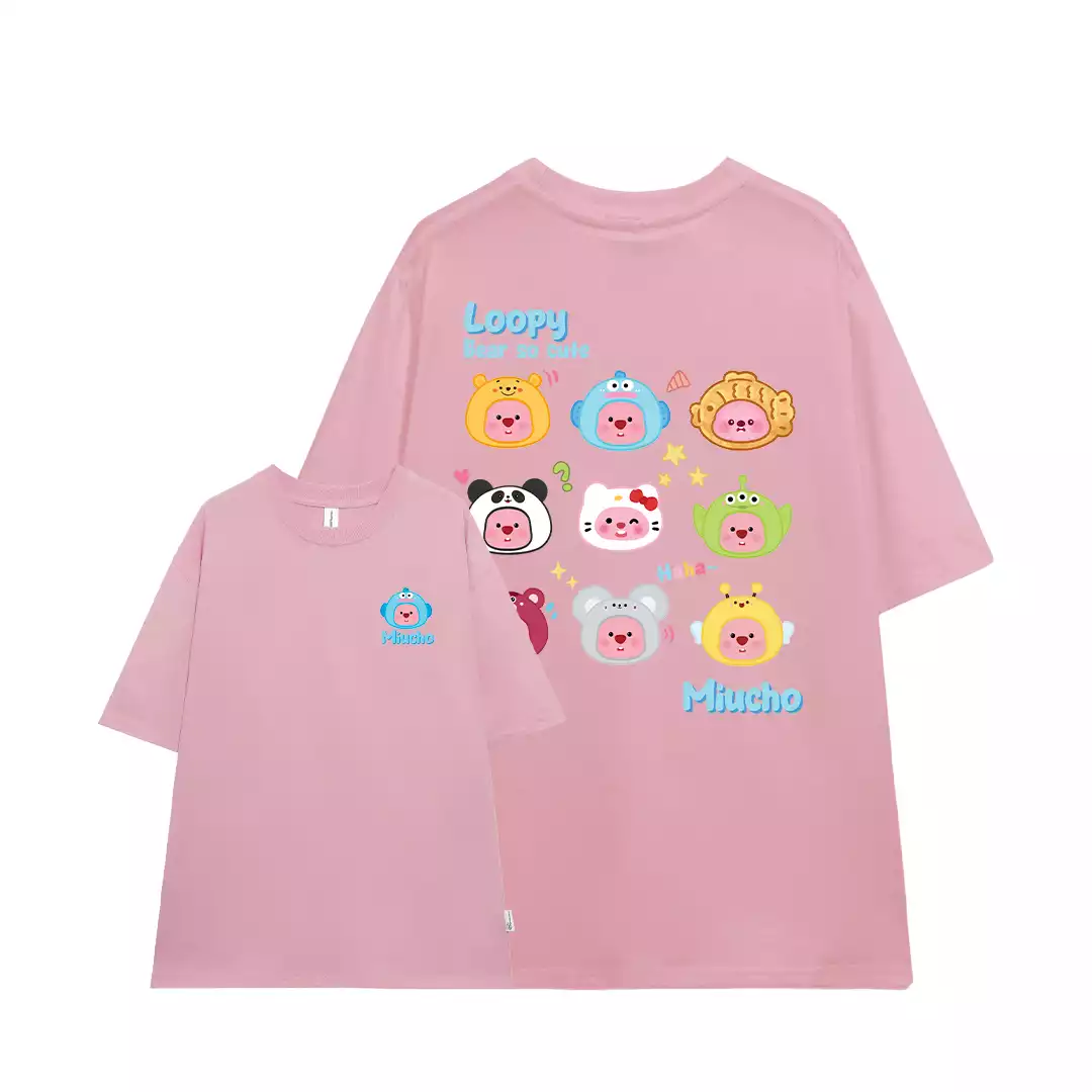 Áo thun Loopy Hải Ly form rộng ATD652 Miucho cotton cổ tròn in artwork ...