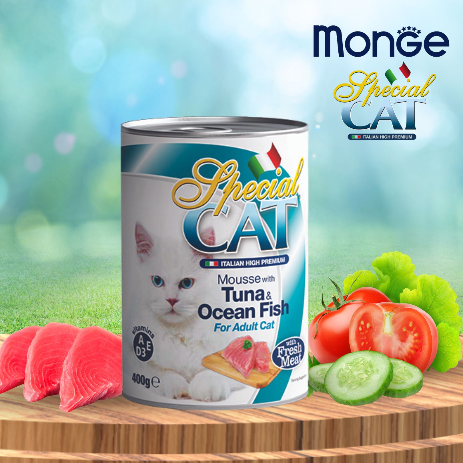 Pate mèo Monge SPECIAL CAT Mousse with Tuna & Ocean Fish for Adult Cat ...
