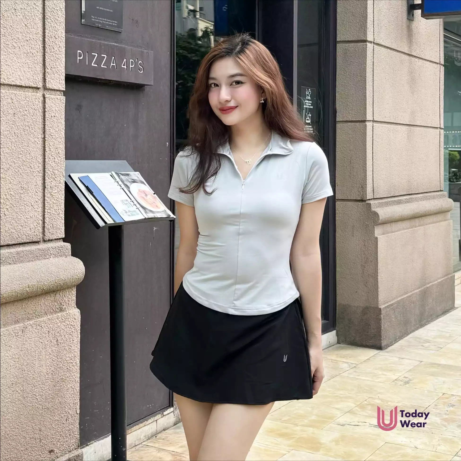 Áo Lia khói mix chân váy Lina đen | todayuwear