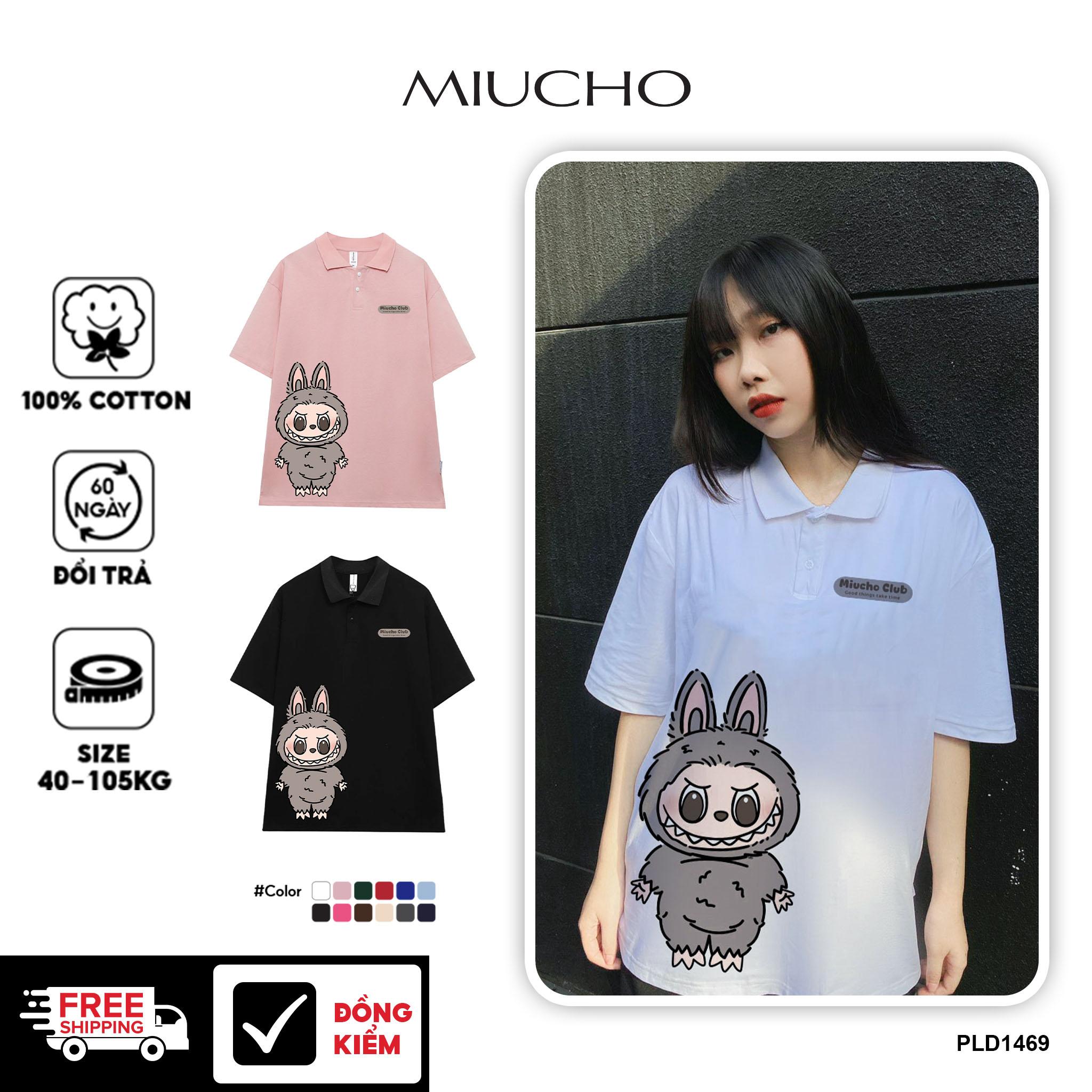 Áo polo labubu form rộng PLD1469 Miucho tay ngắn vải cotton co giản cổ ...