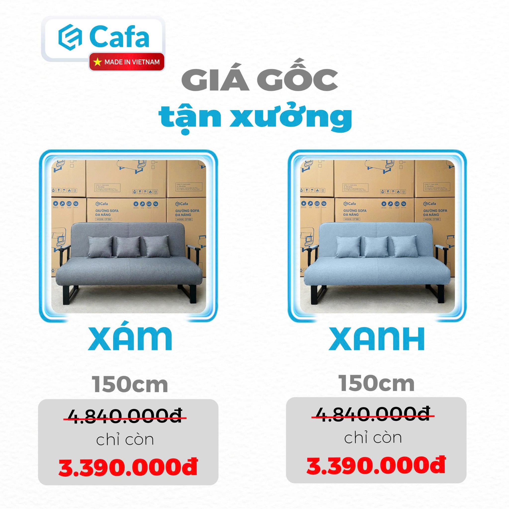 SOFA BED 150CM MÀU XÁM | Công Ty TNHH CAFA