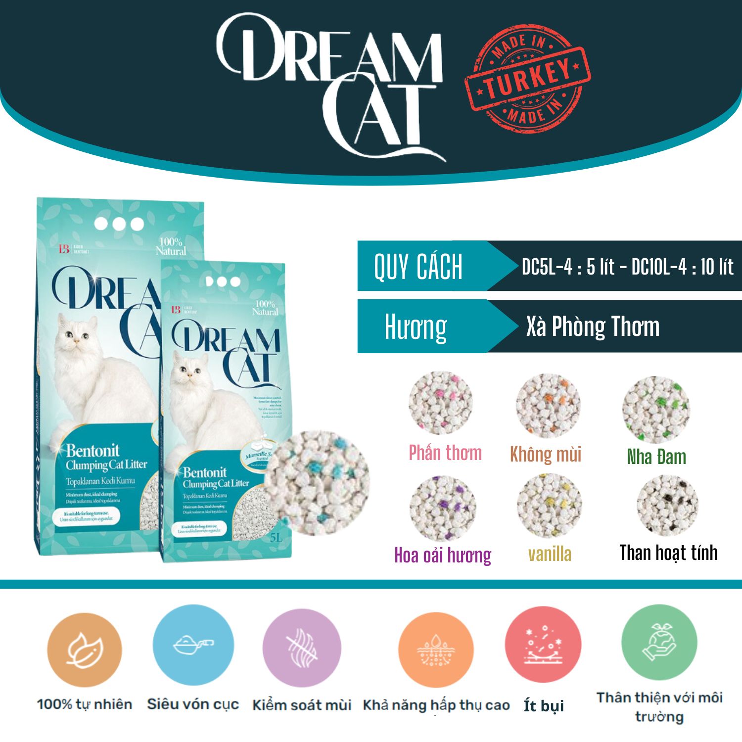 Cát vệ sinh cho mèo DREAMCAT - Dòng Marseille Soap Scented (Hương Xà phòng Marseille) 5L | Pet ...