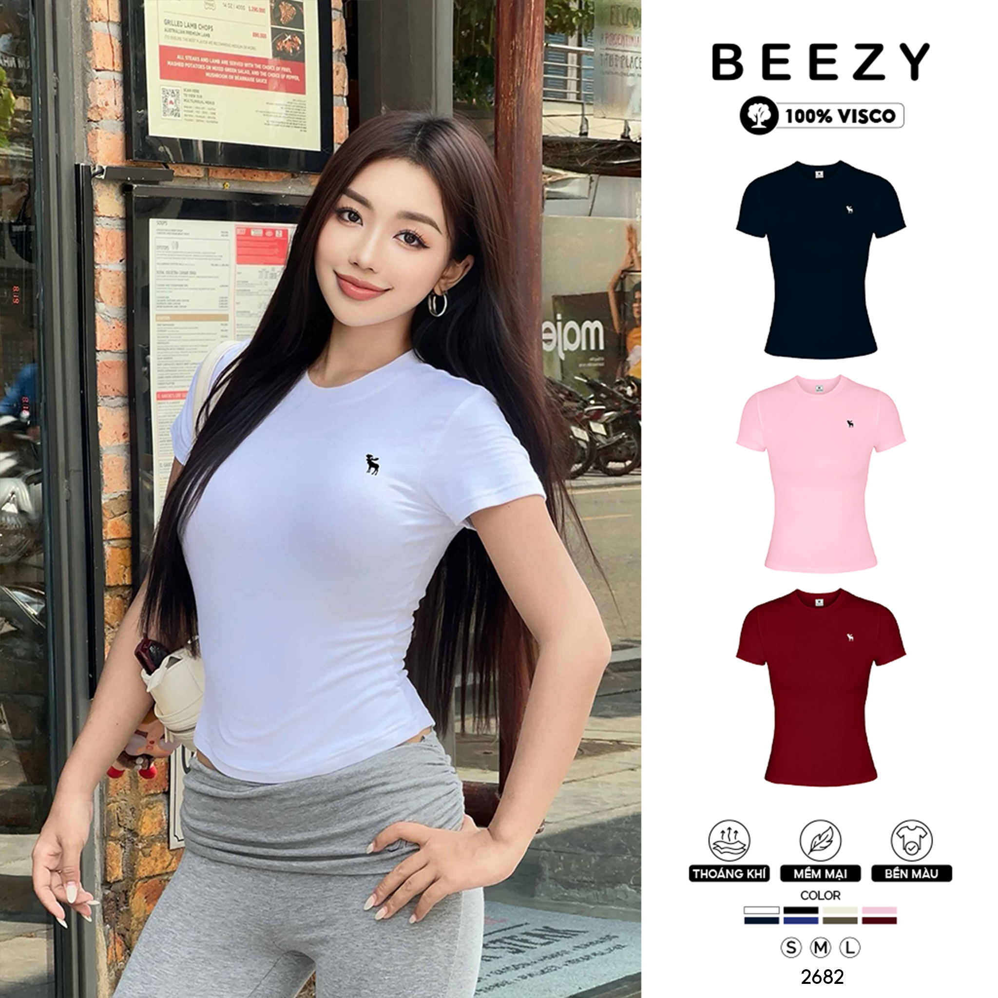 Áo baby tee ôm body Beezy vải visco thoáng mát chuẩn form tôn dáng basic nhiều màu 2682 | Thế ...