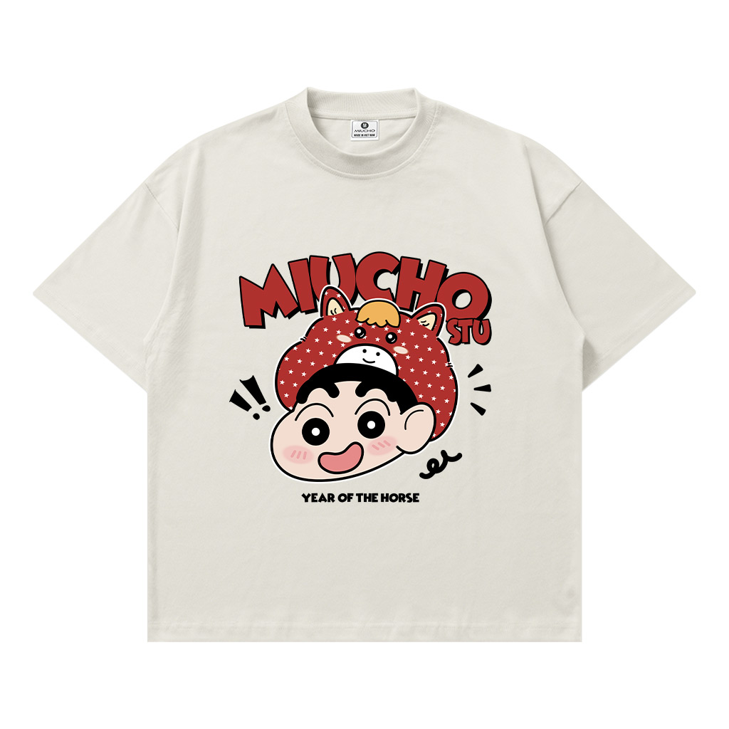 Áo thun boxy unisex Miucho vải thoáng mát dày dặn hình Cu Shin dễ ...