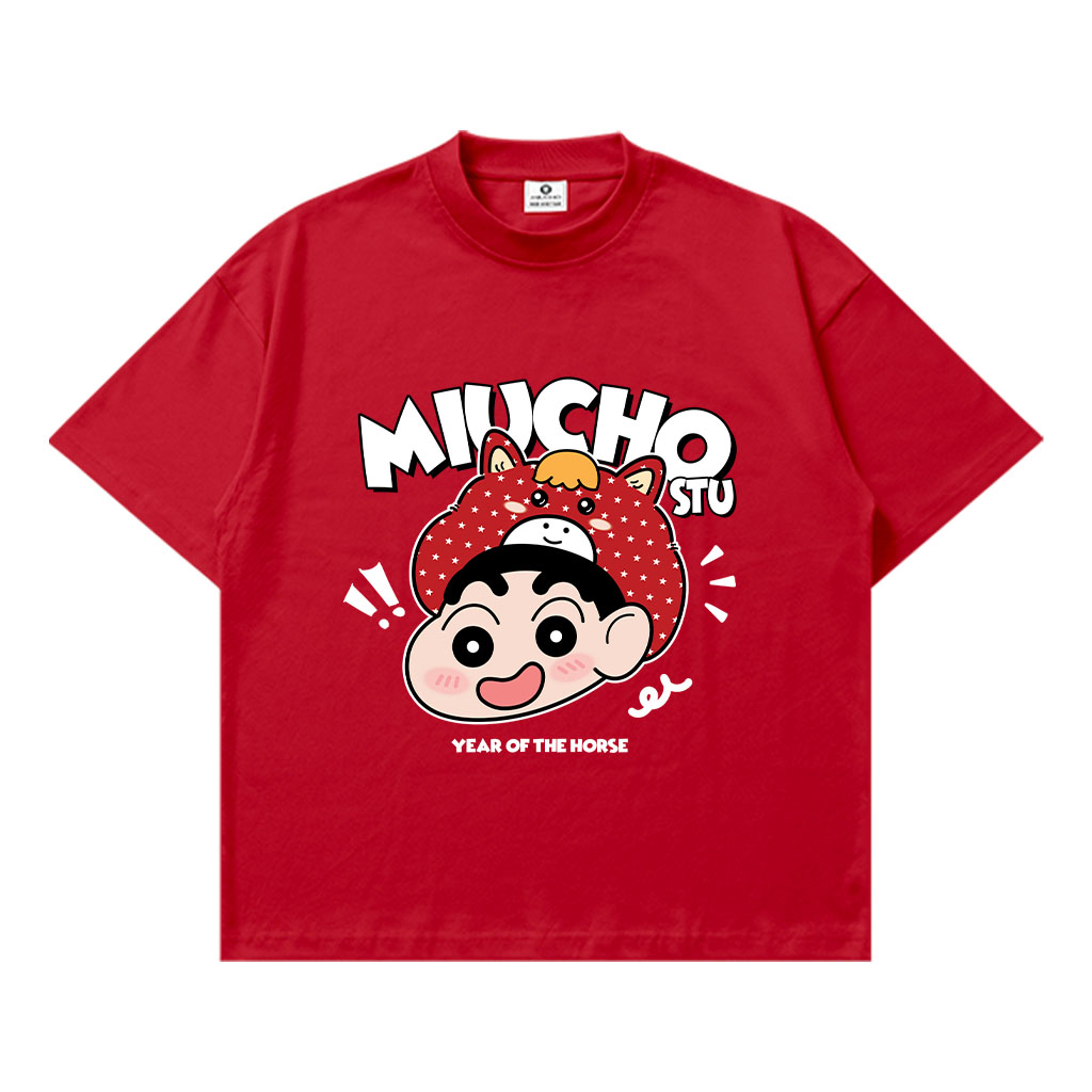 Áo thun boxy unisex Miucho vải thoáng mát dày dặn hình Cu Shin dễ ...