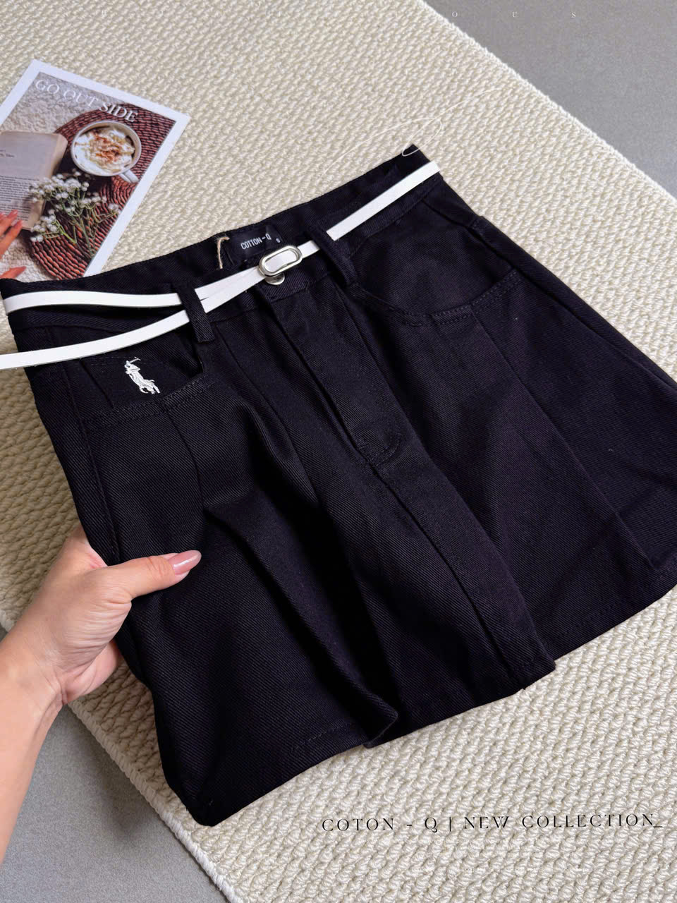 Chân váy xếp ly jean kèm belt ( KEM ) | QuynhGiaoNguyen