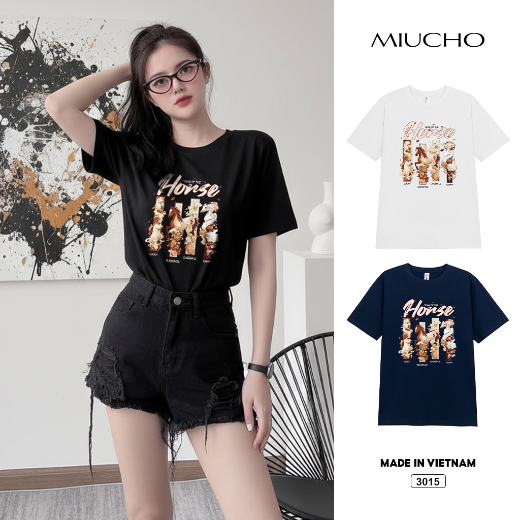 Áo thun Tết Bính Ngọ nữ form vừa Miucho Chic vải mềm mại thoáng mát ...
