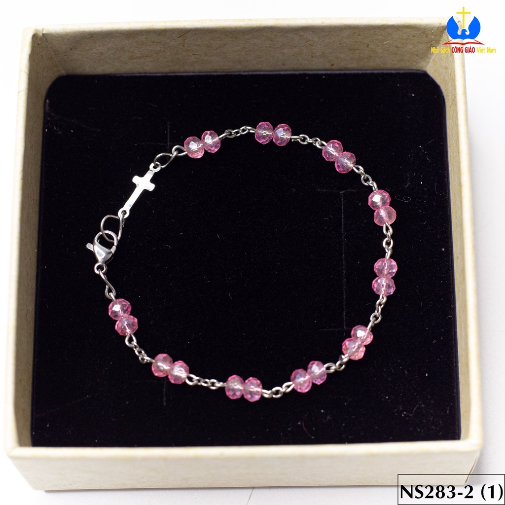 Lắc Mân Côi - Tràng hạt đeo tay phale 4ly hồng (hạt kép) NS283-2 Quà tặng Công Giáo, Lễ quan ...